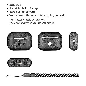 MONOCARBON Carbon Fiber Case-for-AirPods-Pro-2nd, Generation 2022 Slim Durable Cover-for-AirPods-Pro-2 Accessories,Support Wireless Charging,Shock,with Stripes Lanyard.(Matte Finish)