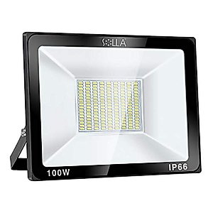 SOLLA 100W LED Flood Light, IP66 Waterproof, 8000lm, 550W Equivalent, Super Bright Outdoor Security Lights, 6000K Daylight White, Outdoor Floodlight for Garage, Garden, Lawn and Yard