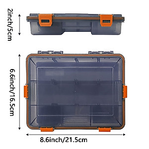 2PC Aventik Waterproof Fishing Tackle Boxes Hooks Storage Trags Organizer Box Transparent Adjustable Dividers Hold Terminal Fishing(3500M-Green&Red)