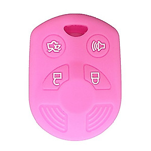 Ezzy Auto Pink 4 Buttons Silicone Rubber Key Fob Case Key Cover Key Jacket Skin Protector fit for Ford