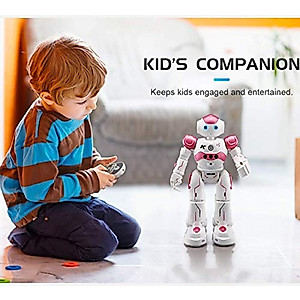 WEECOC RC Robot Toys Gesture Sensing Smart Robot Toy for Girls Can Singing Dancing Speaking Christmas Birthday Gift (Pink)