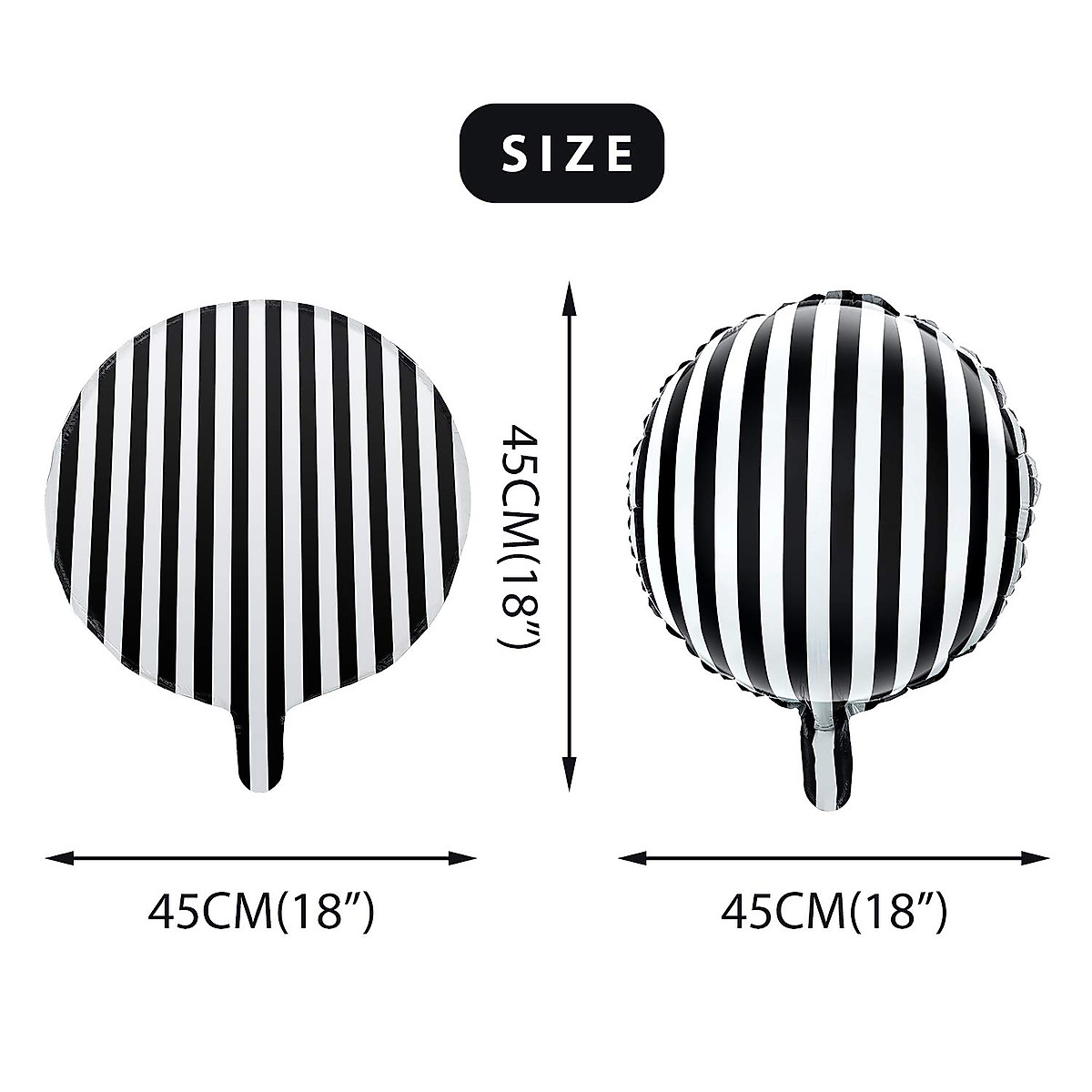 24 Pieces Black and White Striped Balloons 18 Inch Striped Foil Balloons Black Striped Checkered Balloons for Halloween Birthday Baby Shower Addams Family Party Decoration