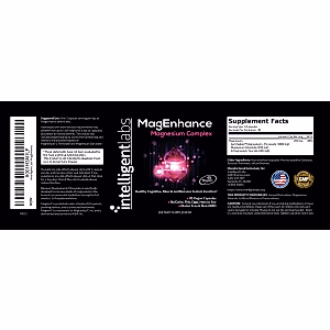 Intelligent Labs MagEnhance Magtein Magnesium Complex Supplement L-Threonate with Magnesium Glycinate and Taurate, 90 Capsules