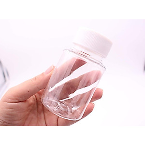 12PCS Clear Empty Portable Thicken Plastic Bottles Case with White Screw Cap Holder Storage Container for Liquid Solid Powder (50ml)