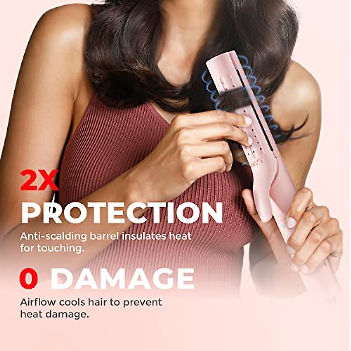 TYMO Airflow Styler Curling Iron - Ceramic Flat Iron Hair Straightener and Curler 2 in 1, Professional Curing Wand with 360° Ionic Cool Air, 5 Adjustable Temps & Dual Voltage for Long Short Hair