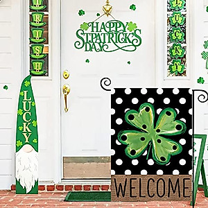 HOMFREEST Welcome St Patricks Day Garden Flag 12x18 Inch Vertical Double Sided Green Shamrock Clover Polka Dot Yard Flag Outside Small Holiday Yard Decor House Decorations for Porch Patio
