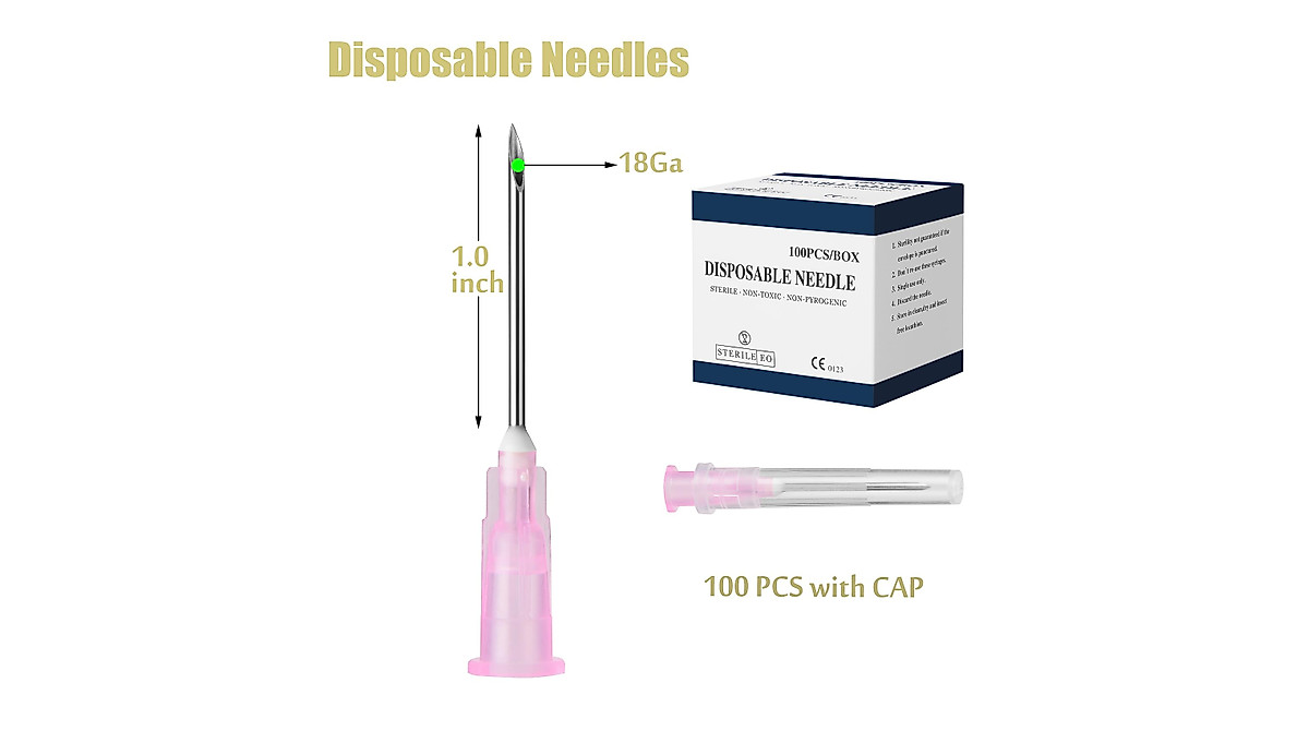 18Ga Disposable Needles - 100 Pack for Lab Use