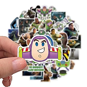 50 Pcs Buzz Lightyear Stickers for Water Bottle Waterproof Vinyl Cute Anime Movie Decals for Kids Laptop Tablet Scrapbook Binders Luggage Skateboard Educational School Reward Supplies