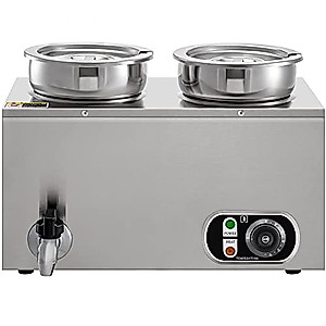 Commercial Food Warmer 8.4 Qt Capacity with Adjustable Temperature Control and Stainless Steel Construction