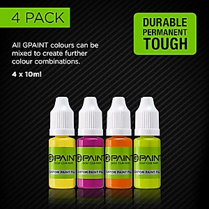 G-Paint Golf Club Paint - Touch Up, Fill in, Customize or Renovate Your Clubs - 4 Pack of 10ml Bottles. Yellow, Pink, Orange & Green