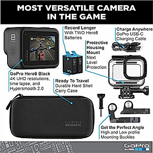GoPro HERO8 Black Bundle: Includes HERO8 Black Camera, Rechargeable Battery (2 Total), Protective Housing, and Carrying Case