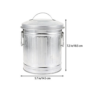 SEWACC Mini Galvanized Trash Can Small Metal Bucket with Lid Tabletop Wastebasket Garbage Can for Plant Flower Pot Pen Holder A