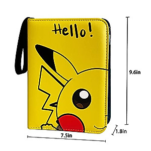 Card Binder for Poke Cards Binder 4-Pocket , 440 Pockets Trading Card Games Collection Binder with Sleeves (Yellow)