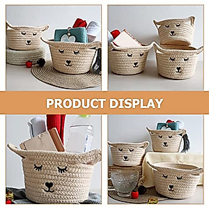 Homoyoyo Woven Baskets Nursery Organizer Storage Towel Organizing Pillows Shower Toys Books Baskets Living Baby Woven Cotton Laundry Throws Basket Small Cat Hamper Bins for Room in with Woven Basket