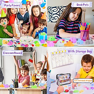 LEEHUR 100PCS Kawaii Squishies, Mochi Squishy Toys for Kids Party Favors, Mini Stress Relief Squishy Fidget Toys for Classroom Prizes for Kids Party Favors Goodie Bags Stuffers with Storage Bag