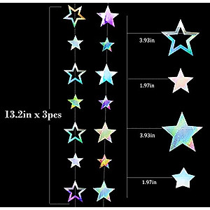 39Ft Glitter Star Garland Banner Hanging Decorations Bling Iridescent Twinkle Star Garland Streamer Kit for Bridal Shower Wedding Baby Shower Christmas Birthday Prom Graduation Party Supplies
