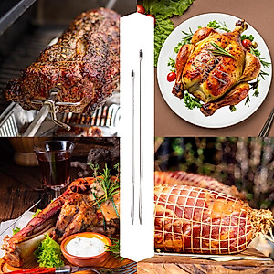 HIC Roasting Straight Trussing Needles, for Poultry and Stuffed Roasts, 18/8 Stainless Steel, 8-Inches, Set of 2, for Securing Stuffed Turkey, Chicken, and Roasts