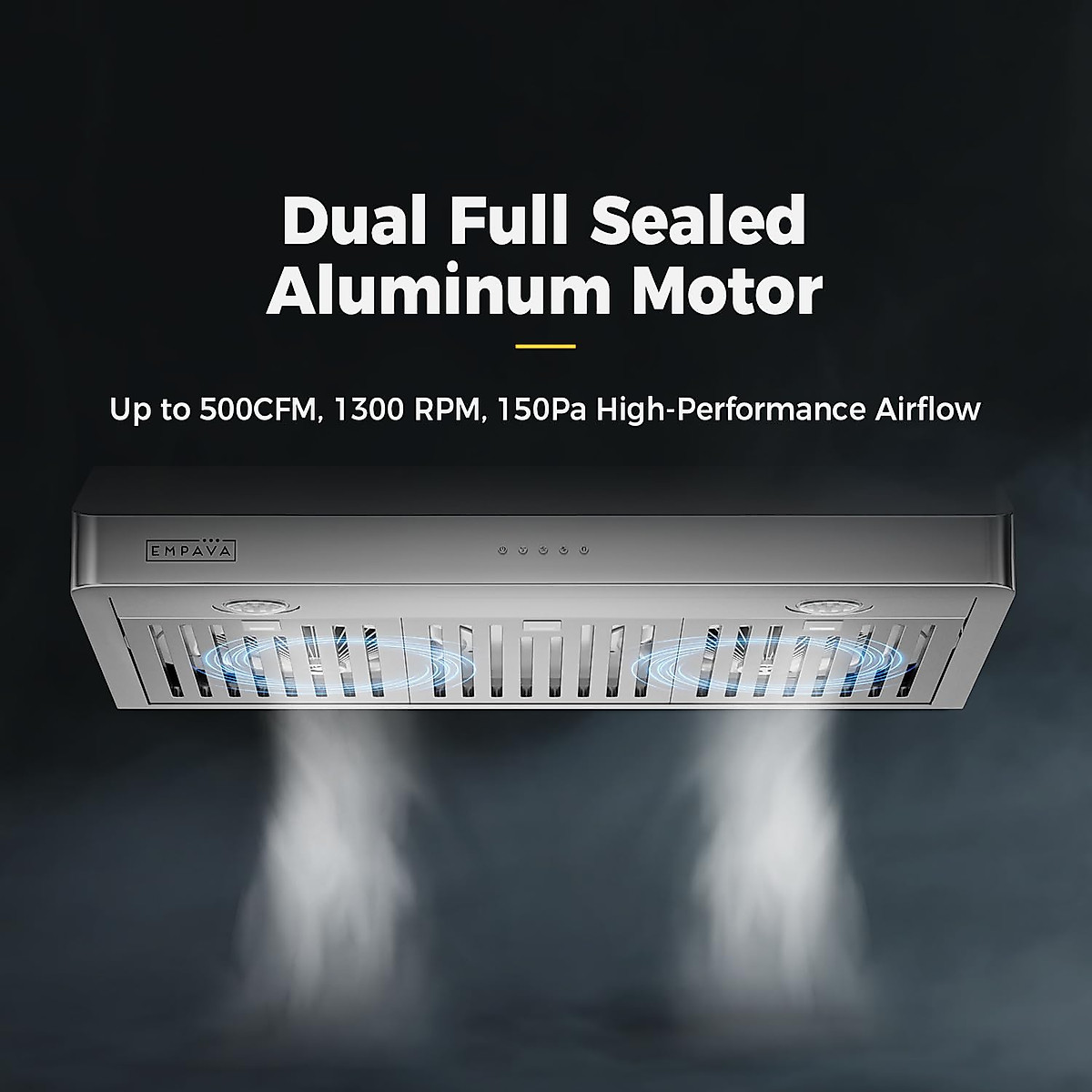 Empava Ducted Range Hood Under Cabinet 30 Inch, Kitchen Stove Vent with Dual Sealed Aluminum Motor 3-Speed, 500 CFM, Push Button Control, Permanent Filters, Stainless Steel, EMPV-RH11