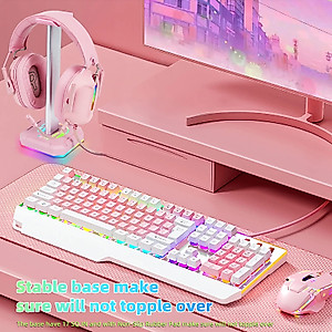 TuparGo Pink Headphone Stand Gaming Headset Holder with Rolling Caption RGB Light for ‎Kraken Headset,Aluminum Alloy Connecting Rod and Non-Slip Rubber Base,Designed for Pink Gaming Headsets