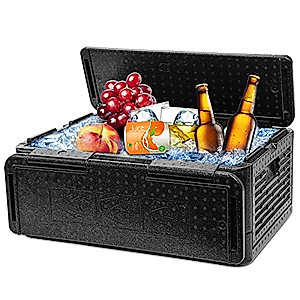 Camping Coolers, Outrora Black 39L 60 Can Large Insulated Cooler Ice Chest, Waterproof Surface Collapsible Keep Cold and Warm Portable Personal Car Cooler for Camping, Hiking, Fishing, Travel, Beach