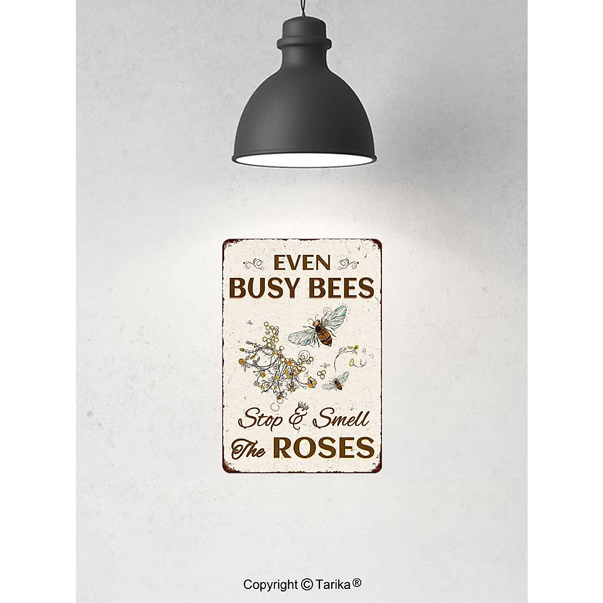 Even Busy Bees Stop and Smell The Roses Vintage Look Tin 20X30 cm Decoration Art Sign for Home Kitchen Bathroom Farm Garden Garage Inspirational Quotes Wall Decor