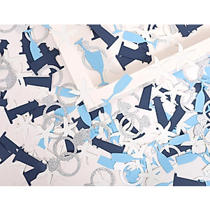 Coastal Grandma Bachelorette Party Confetti - Last Toast on the Coast Bachelorette Party surprise,Bachelorette Party Decor,Wine Cup Diamond Ring Shells Starfish Paper Scatter for Bridal Shower