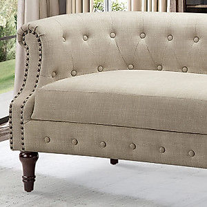 Rosevera C18-1 (1-B) Garner Chesterfield Settee Loveseat, Beige