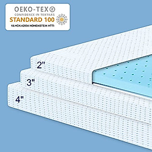 subrtex 2 Inch Gel-Infused Memory Foam Bed Mattress Topper High Density Cooling Pad Removable Fitted Bamboo Cover Ventilated Design-10 Years Warranty (Queen)