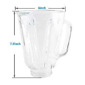 LMEI Replacement Parts 5cups Glass Jar with Blade and Base Bottom Cap,Compatible with Hamilton Beach Blenders