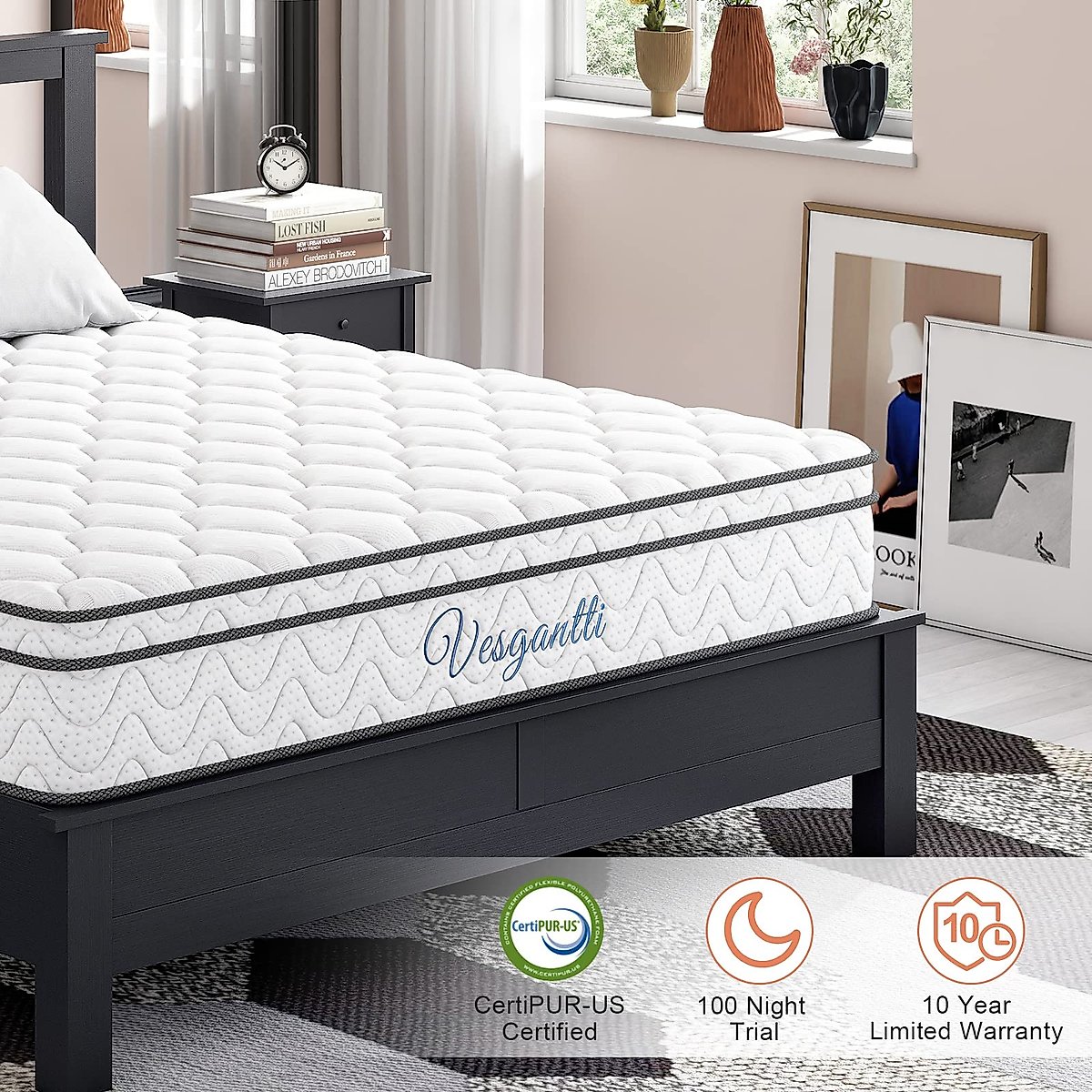 Vesgantti 12 Inch Multilayer Hybrid Twin XL Mattress - Multiple Sizes & Styles Available, Ergonomic Design with Breathable Foam and Pocket Spring/Medium Plush Feel