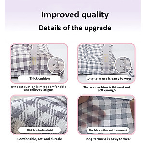 BUENA DECOR Kitchen Chair Cushions with Ties, Set of 2 Buffalo-Checked Dining Chair Pads Seat Cushions for Kitchen Chairs, 16x16 inches Buffalo-Plaid Christmas Decoration (Grey & White), (BD893569-2)