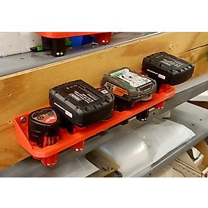 Made by Mitchell M12 Battery Holder for Milwaukee Makita Bosch RIDGID Mount Wall Rack 12V 6 Slot BAT414 BL1014 USA PN M12x6-Mrack