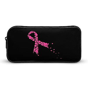 Pink Ribbon Hearts Pencil Case Makeup Bag Big Capacity Pouch Organizer for Office College