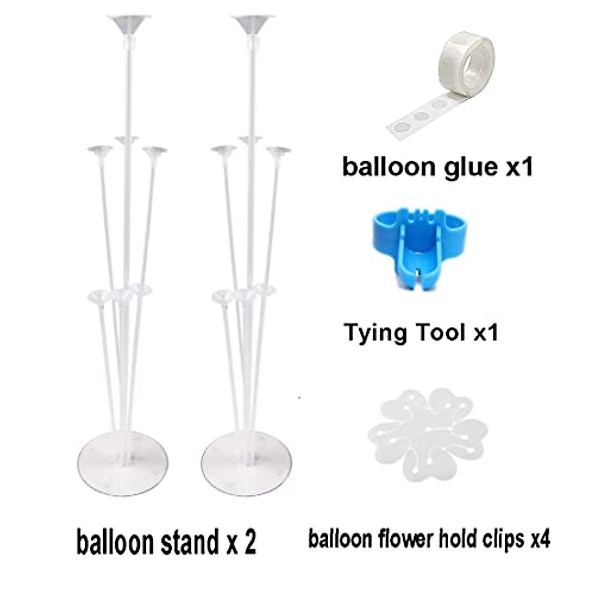 2 Sets of Balloon Stand Kits 28'' balloon arch kit with base, Reusable Clear Balloon Column Stand kit for Table, Including Glue, Tie Tool, Flower Clips, for Home Outdoors Birthday Wedding Party Decorations (2 set)