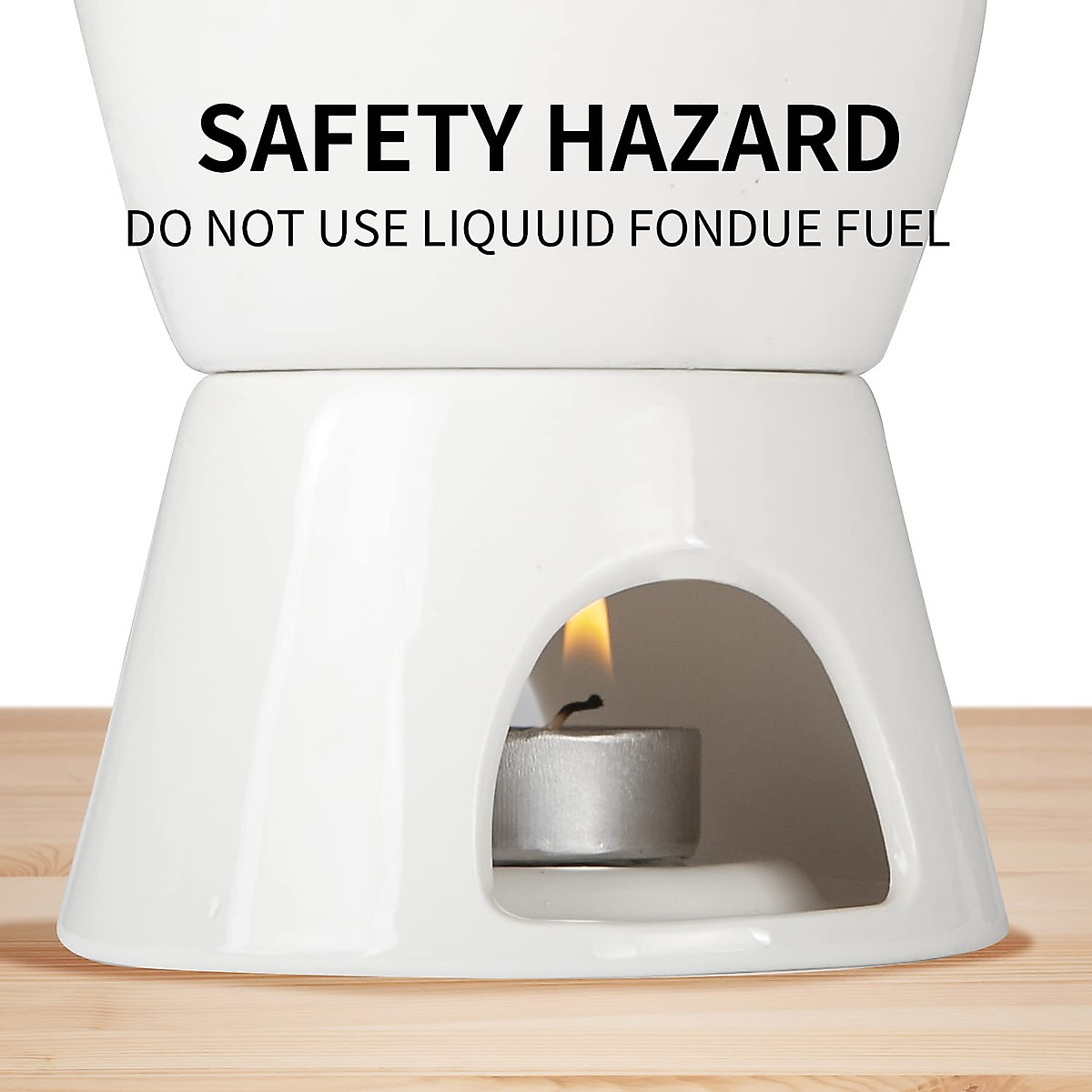 Fondue Set with 4 Dipping Bowls and 4 Forks, Premium Tea Light Porcelain Melting Pot for Cheese, Chocolate and Tapas