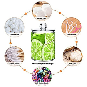 SUABO Plastic Jars with Lids,Green Lemon Storage Containers Wide Mouth Airtight Canister Jar for Kitchen Bathroom Farmhouse Makeup Countertop Household,Set 2