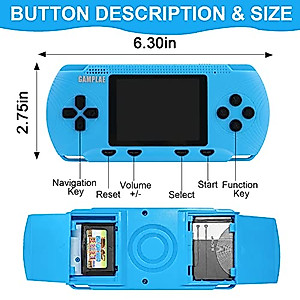 Handheld Game Console for Kids, Video Games Retro Hand Held Games Electronic Gaming Player 3.0'' Screen Built-in 258 Classic Games TV Output Rechargeable Arcade Games-Blue