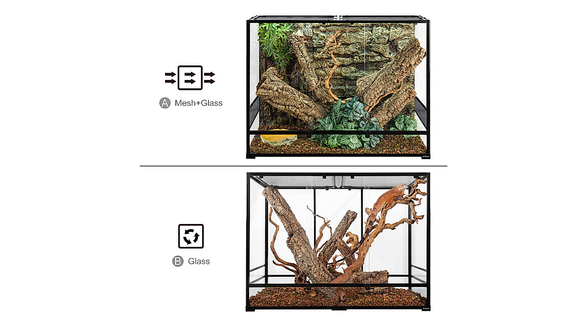 REPTI ZOO 135 Gallon Reptile Glass Terrarium, 48" x 18" x 36" Vertical ...