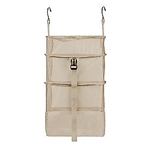 Surblue Hanging Closet Storage Bag Collapsible 3-Shelf Washable Oxford Fabric with 2 Hooks (L 11.41 * 11.41 * 19.68in, Beige)