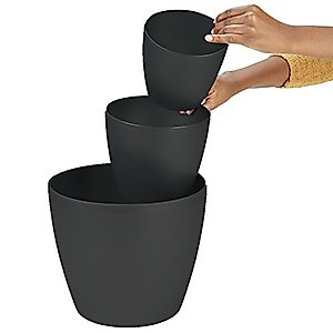 Mind Reader 3 pc Office Set Bin Set - Desktop, Bath, & Floor trash Bin Set, Black - 6",8",12"