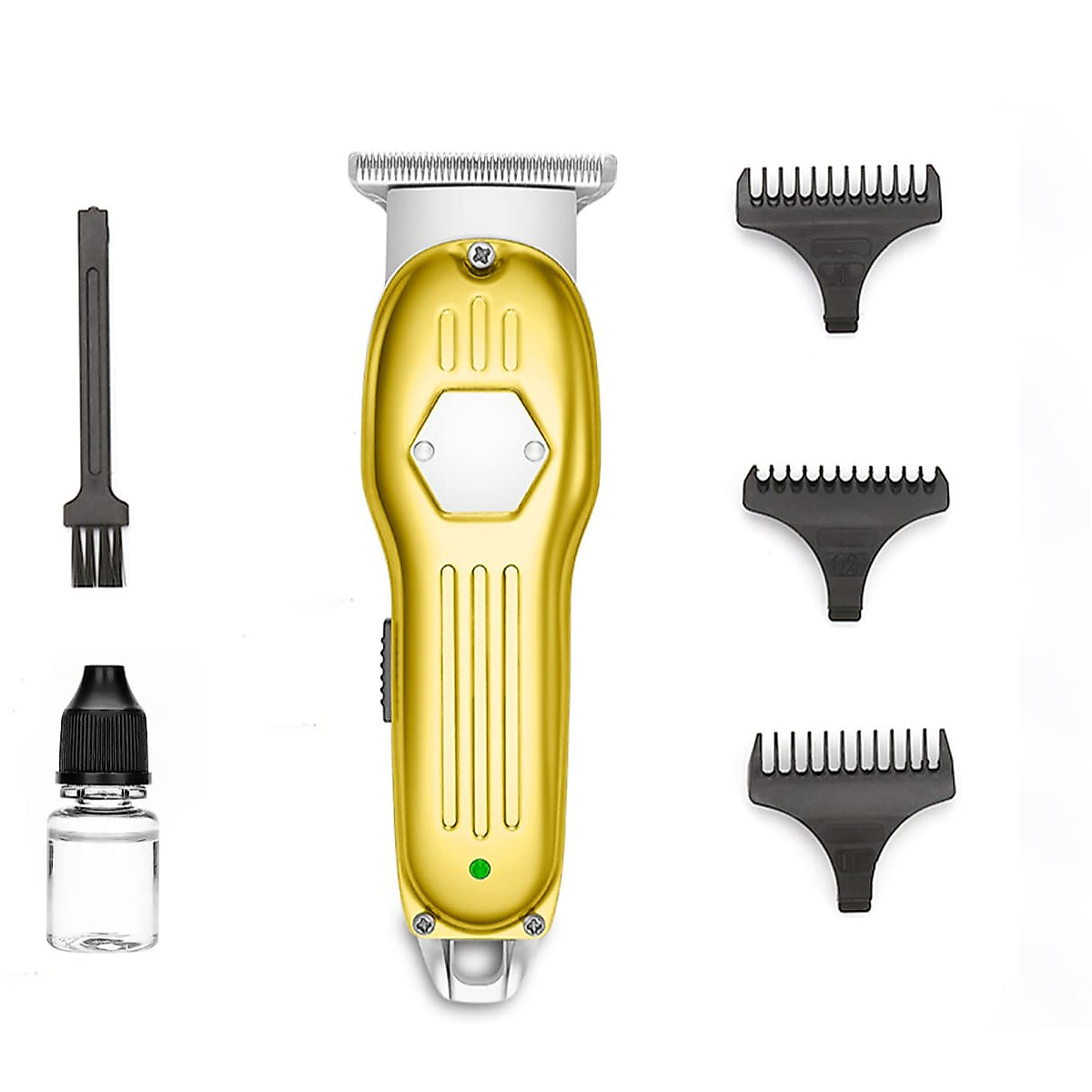 Rejoeven Hair Clipper, Rechargeable T-Blade Trimmer Kit Cordless Metal Hair Cutting Set Barber Clipper for Men, Women Kids with 3 Guide Comb, Professional Clippers Set for Barber and Home Use (Golden)