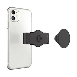 PopSockets Phone Grip Slide for Phones and Cases, Sliding Phone Grip with Expanding Kickstand, Square Edges - Black