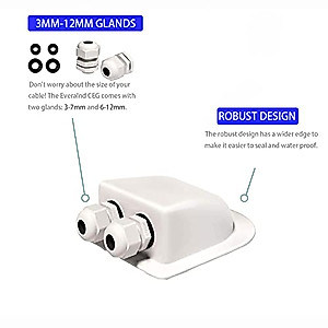 LGOUW Solar Double Cable Entry Gland Box, RV roof Waterproof ABS Solar Entry housing for RVs, Boats, Yacht, Roofs - White