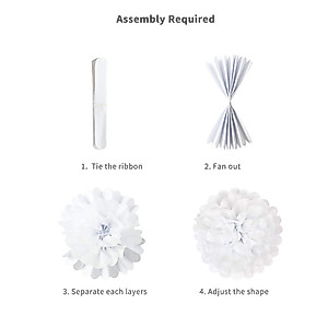 ANSOMO Black and Silver Party Decorations for Birthday Bridal Baby Shower Wedding Graduation Wall Hanging Décor Supplies Tissue Pom Poms Paper Fans Lanterns