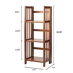 Casual Home 3-Shelf Folding Bookcase (14" Wide)-Mahagony