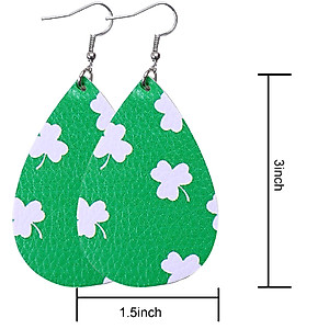URATOT 9 Pairs Leather Earrings Faux Leather Earrings Clover Teardrop Dangle Earrings
