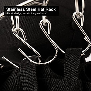 BEVIEVER Hat Rack for Baseball Caps, Stainless Steel Hat Organizer with 12 S Hooks, Hat Storage for Baseball Caps Set of 2, No Hats Included