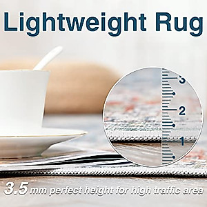 jinchan Area Rug 4x6 Persian Rug Vintage Indoor Carpet Kilim Thin Rug Turquoise Brick Red Multi Overdyed Retro Accent Rug for Kitchen Bathroom Living Room Bedroom Office Dining Room