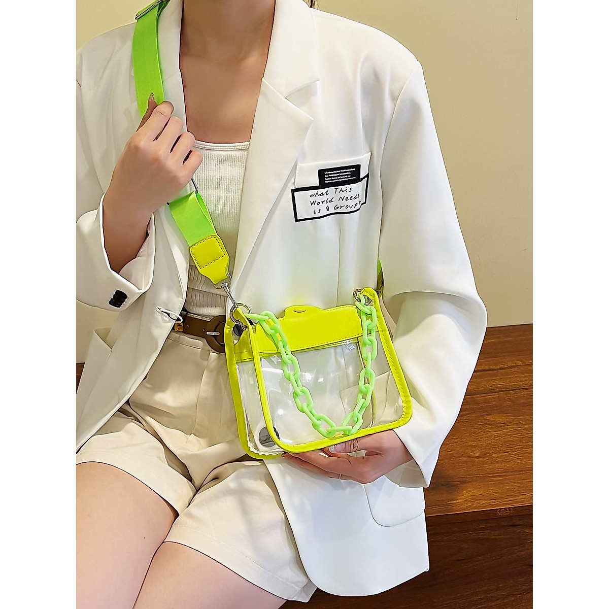 Clear Bag for Women Clear Handbag Concert Bag Stadium Approved Clear Purse Shoulder Crossbody Bag Satchel Hobo Bag