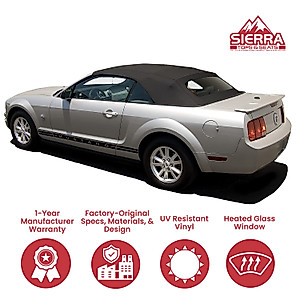 Sierra Auto Tops Replacement Convertible Soft Top Fits 2005-2014 Ford Mustang GT, Shelby, GT500 Models. Premium Grade Sailcloth Vinyl, UV Resistant, Precision Fit, 1-Year Manufacturer Warranty — Black